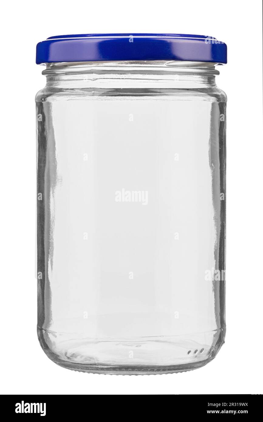 Close empty glass jar for food and canned food with isolated on white ...
