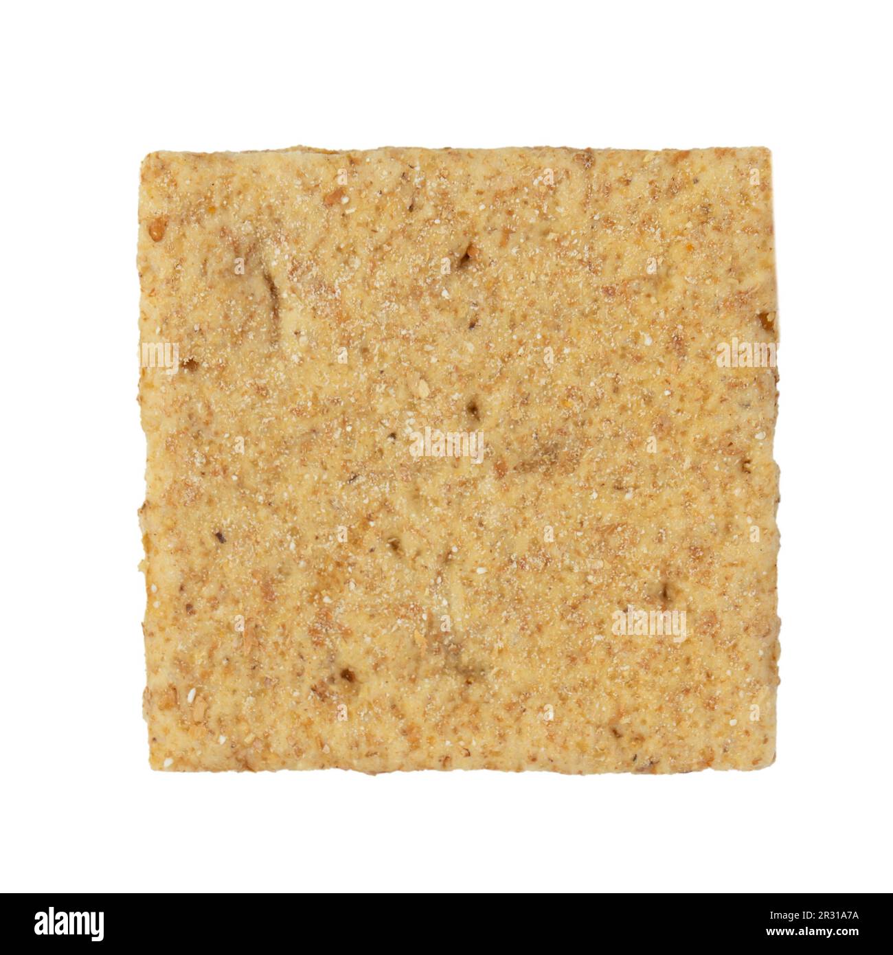 Square cookie cracker close-up. Carbohydrate snack. Isolated on white ...