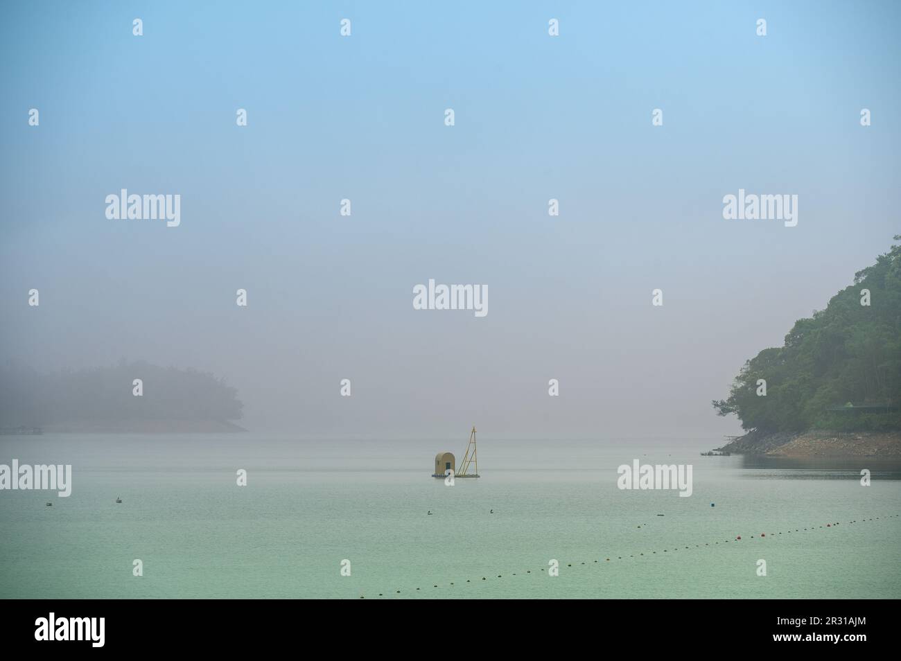 Dynamic clouds and wispy fog, delicate ripples on the lake. Sun Moon ...