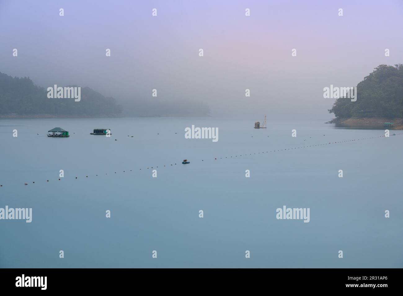 Dynamic clouds and wispy fog, delicate ripples on the lake. Sun Moon ...