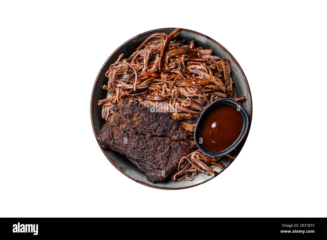 Slow Cooked Pulled Beef, Traditional meat rubbed with spices and smoked ...