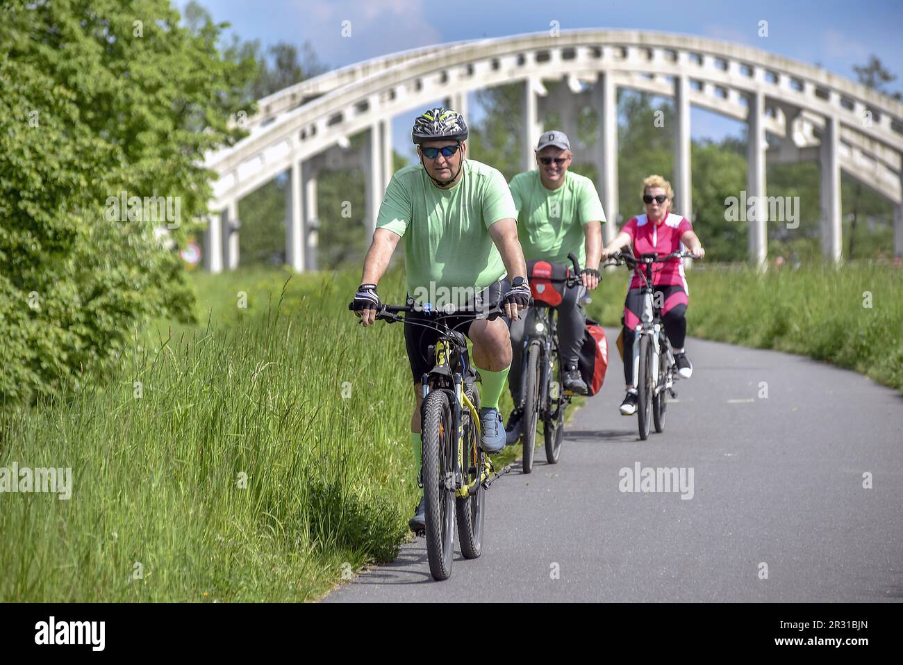 Cyclists at the cycle path in Karvina, Czech Republic, May 21, 2023 ...