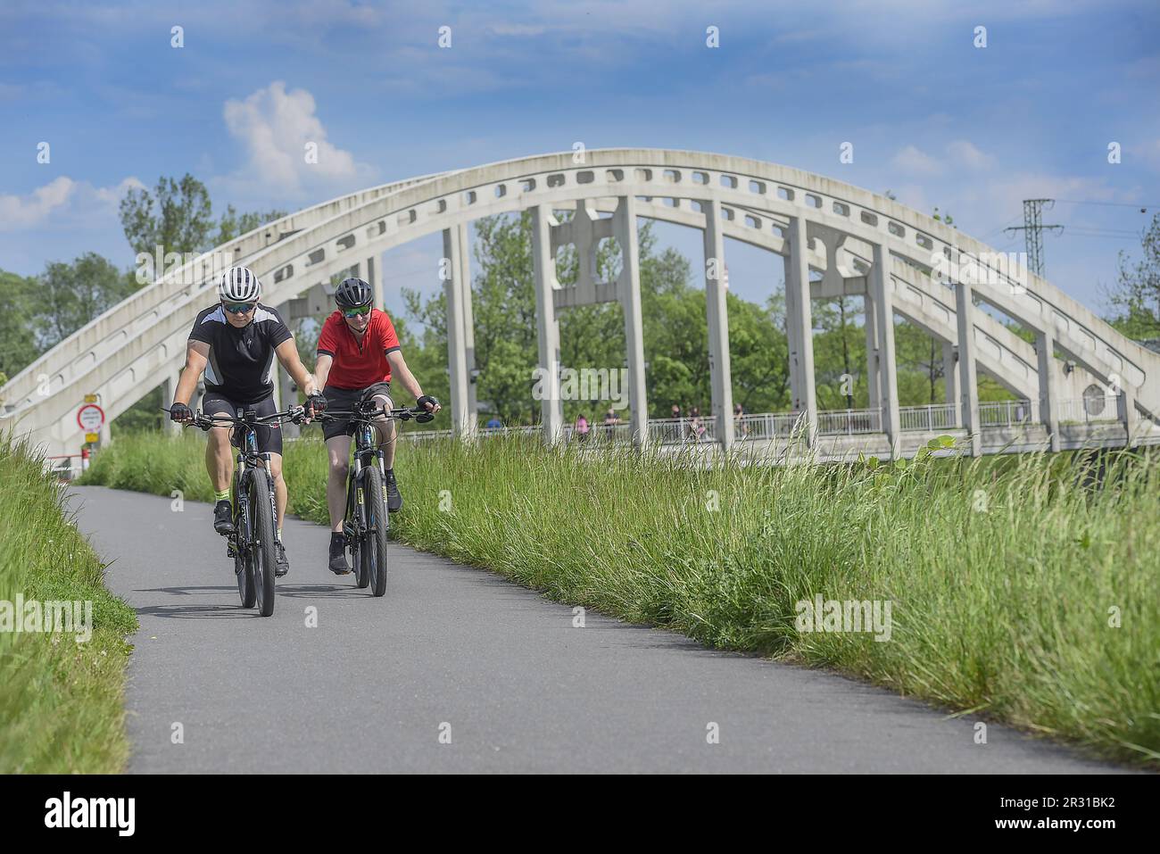Cyclists at the cycle path in Karvina, Czech Republic, May 21, 2023 ...