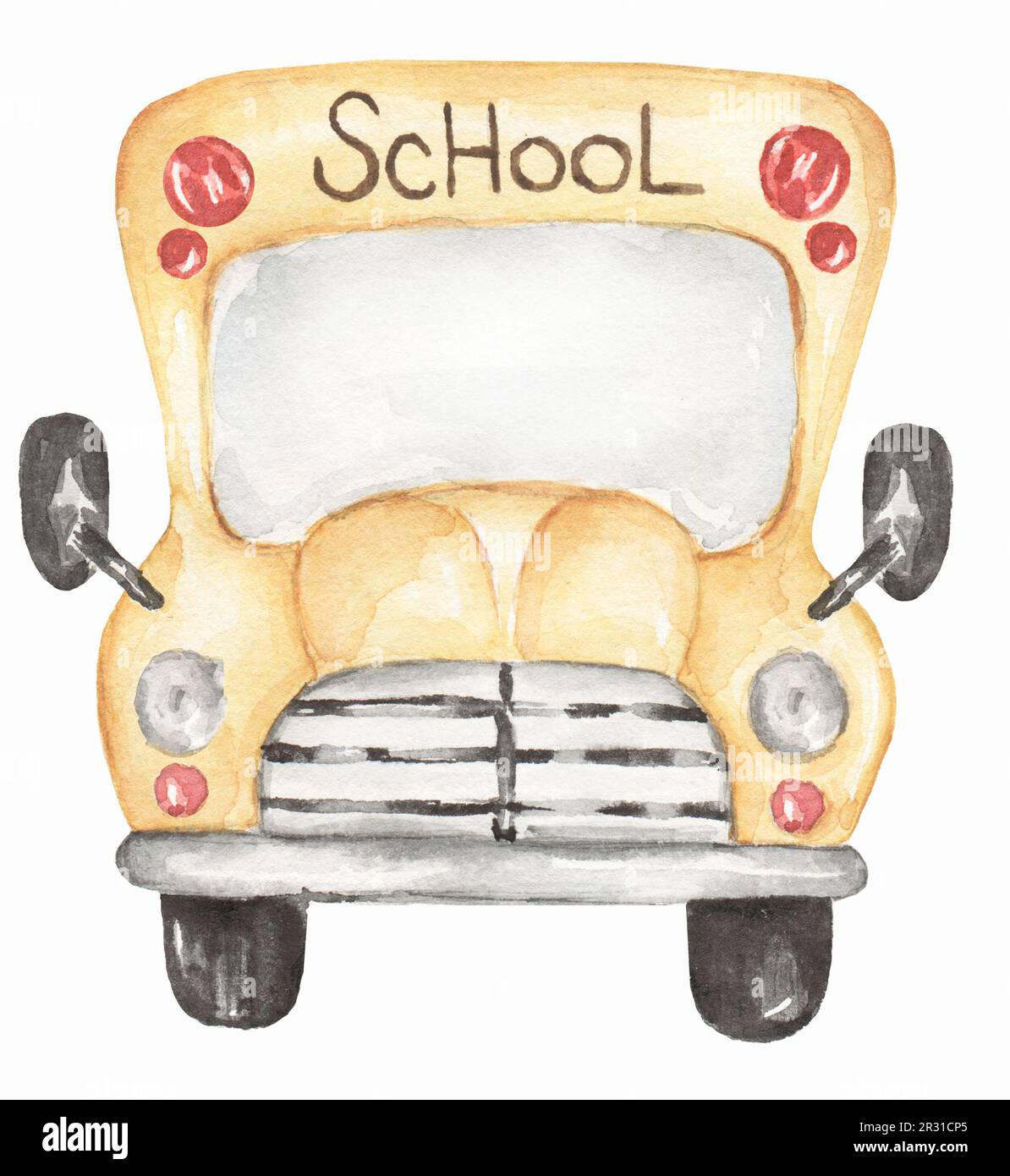 watercolor school bus, illustration. School elements, transport clipart ...