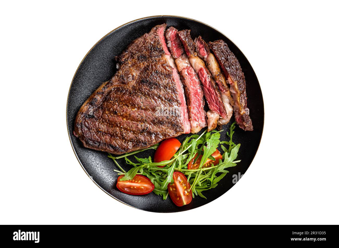 Barbecue grilled and sliced wagyu Rib Eye beef meat steak on a plate ...