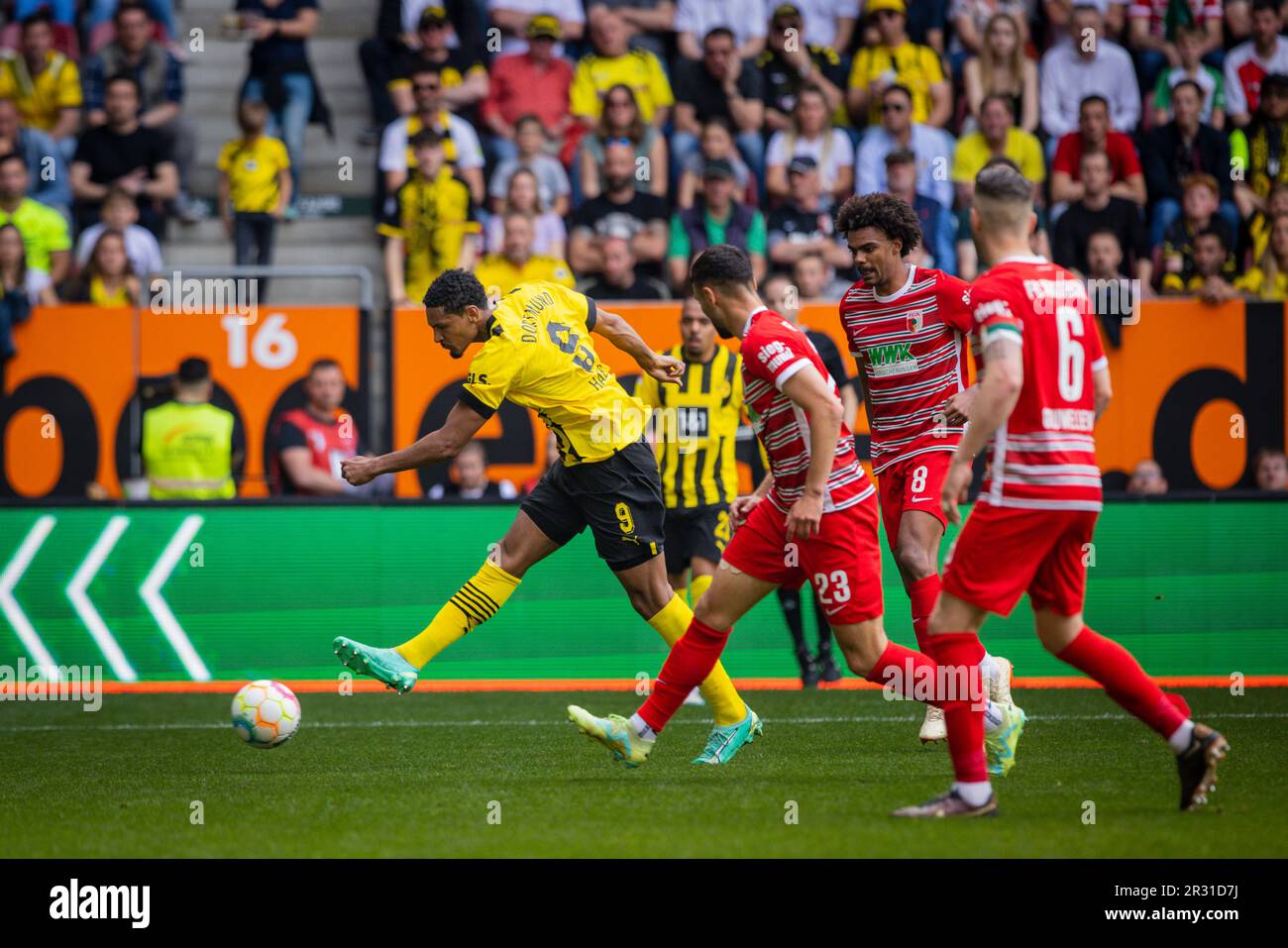 Augsburg, Germany. 21th Mai, 2023. Tor zum 0:1 durch Sebastien Haller ...