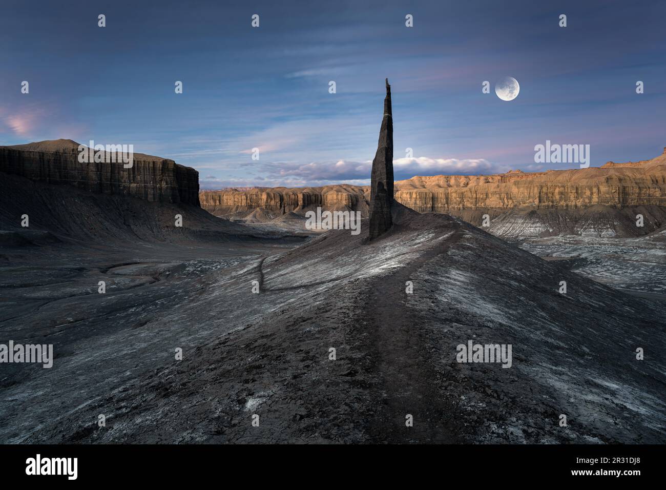 Full moon over a dramatic landscape, Utah, USA Stock Photo - Alamy