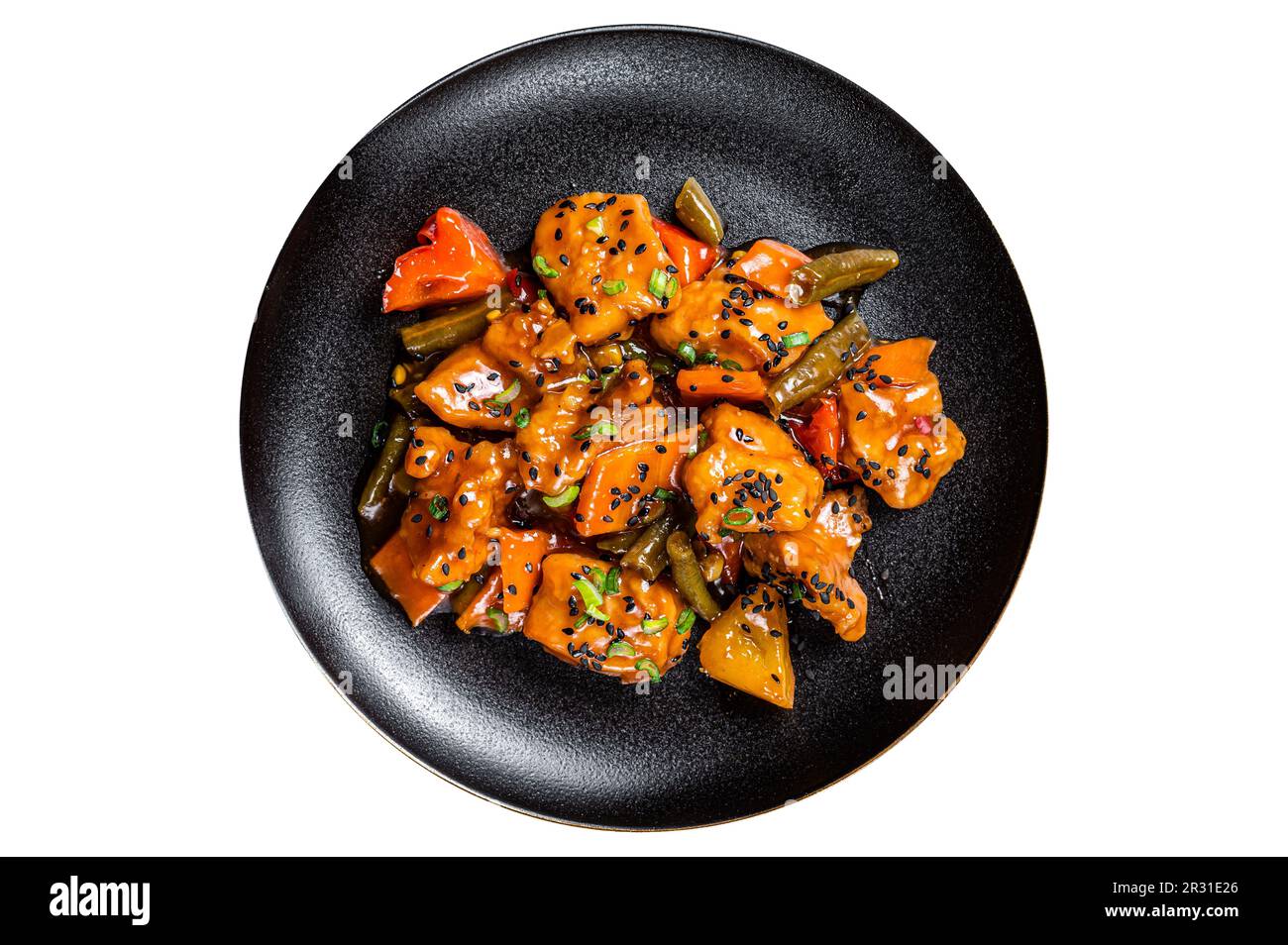 Chinese cuisine sweet and sour pork guo bao rou. Isolated on white ...