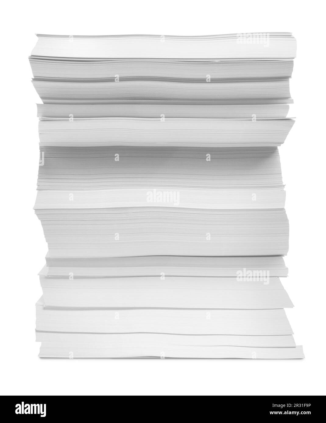 Pile of white paper sheets isolated Black and White Stock Photos ...