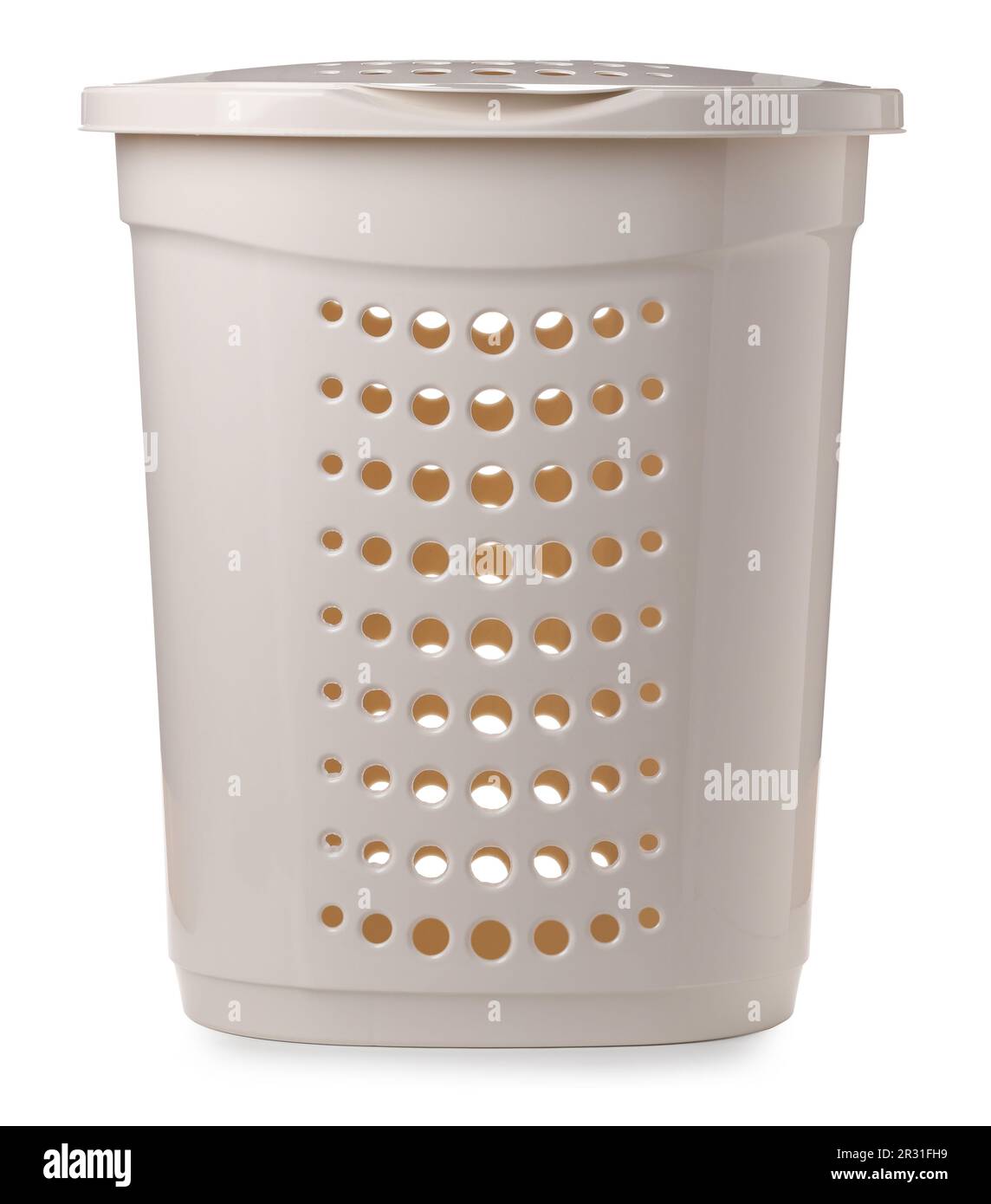 Closed empty laundry basket isolated on white Stock Photo - Alamy
