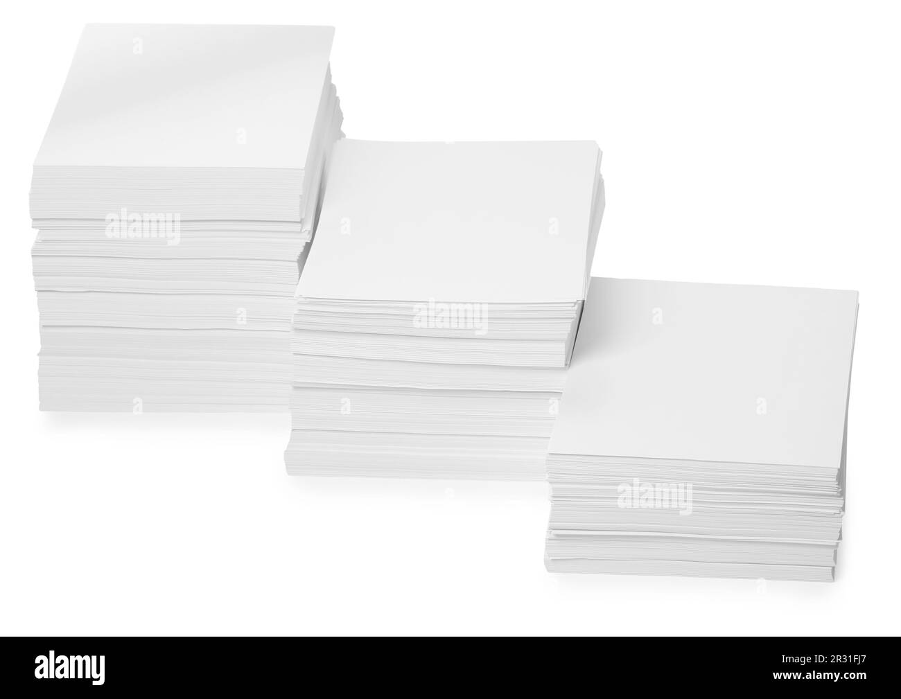 Stacks of paper sheets on white background Stock Photo - Alamy