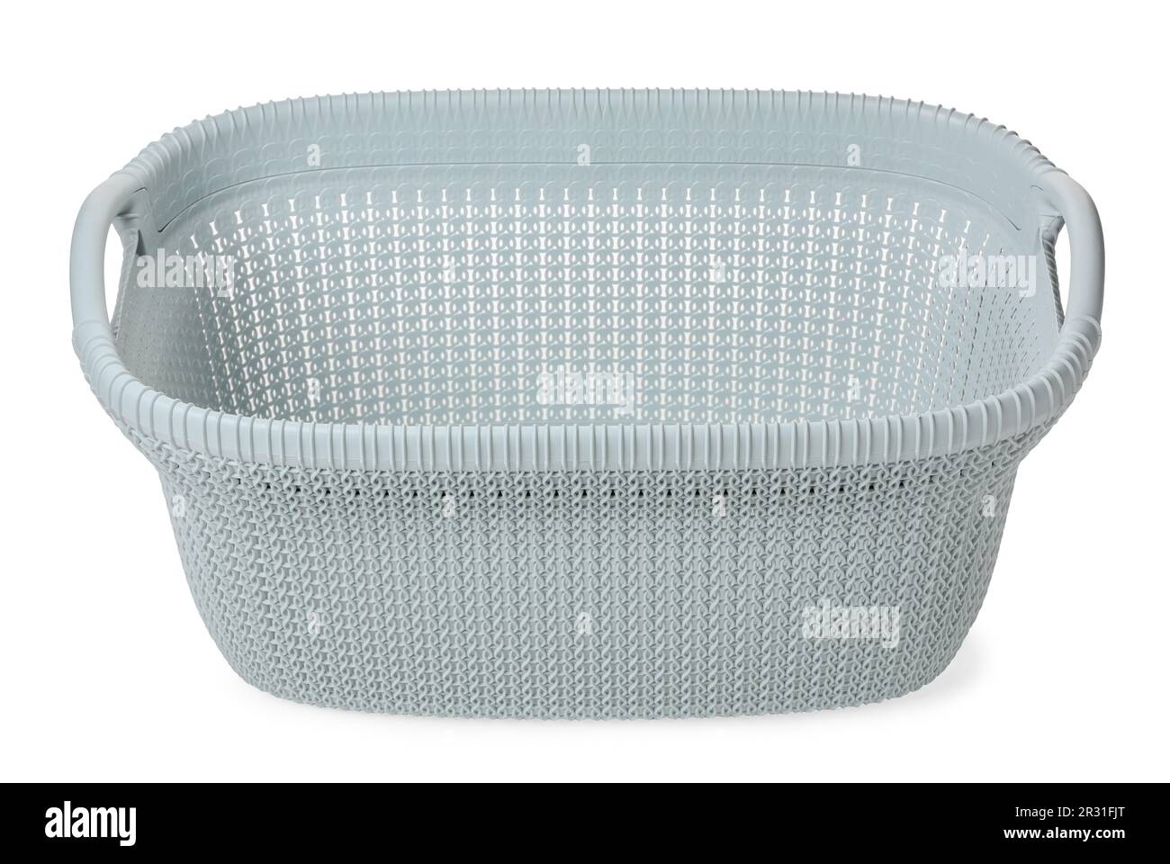 Empty plastic laundry basket isolated on white Stock Photo - Alamy