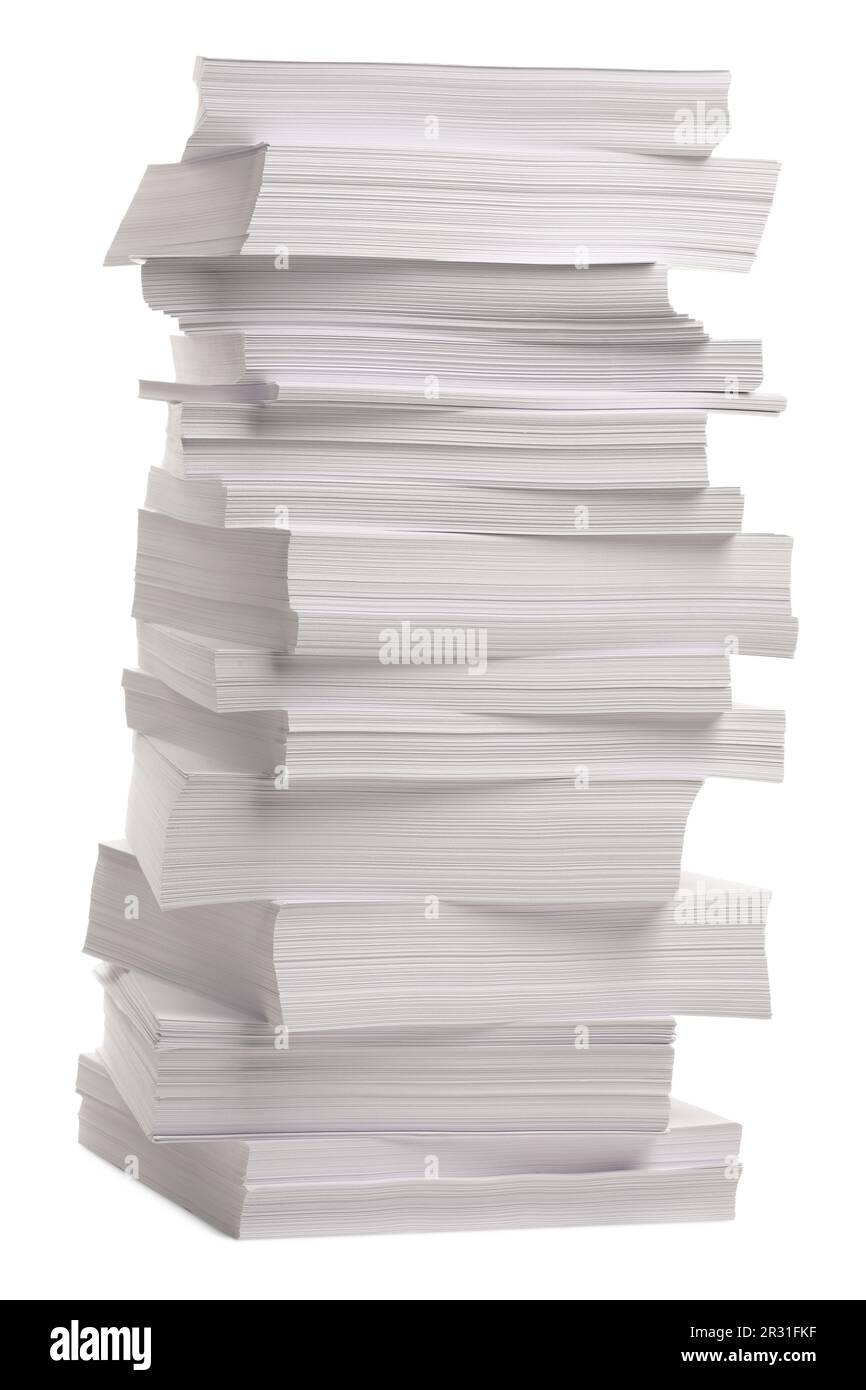 Stack of paper sheets on white background Stock Photo - Alamy