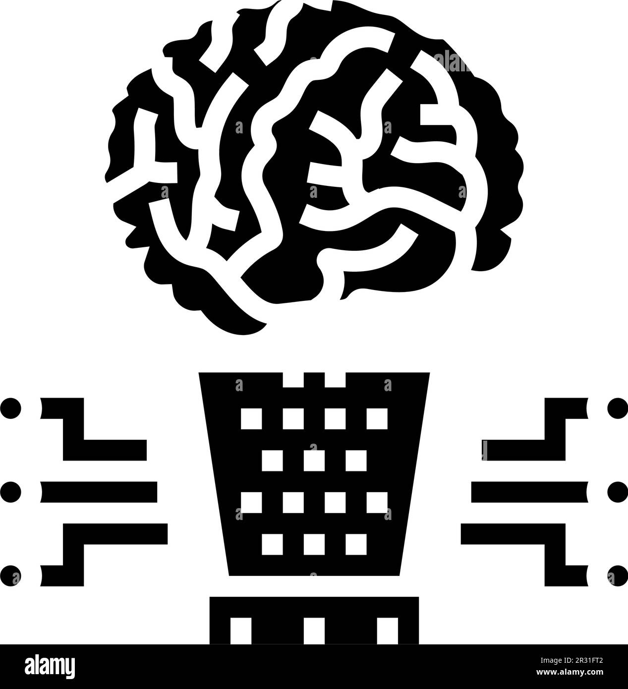 human brain simulation future technology glyph icon vector illustration ...