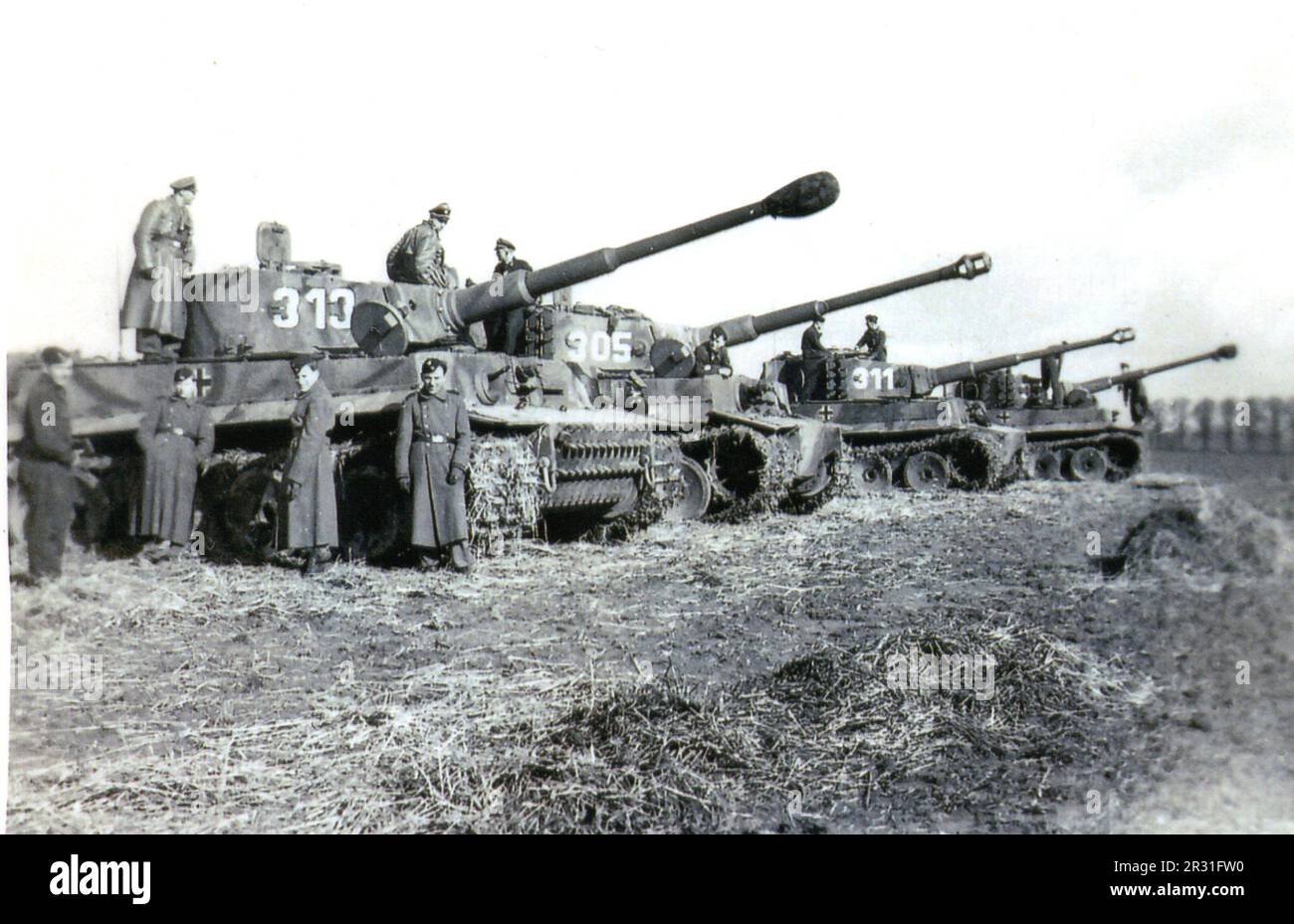 World War Two B&W photo German Tiger Tanks of the Waffen SS in France ...