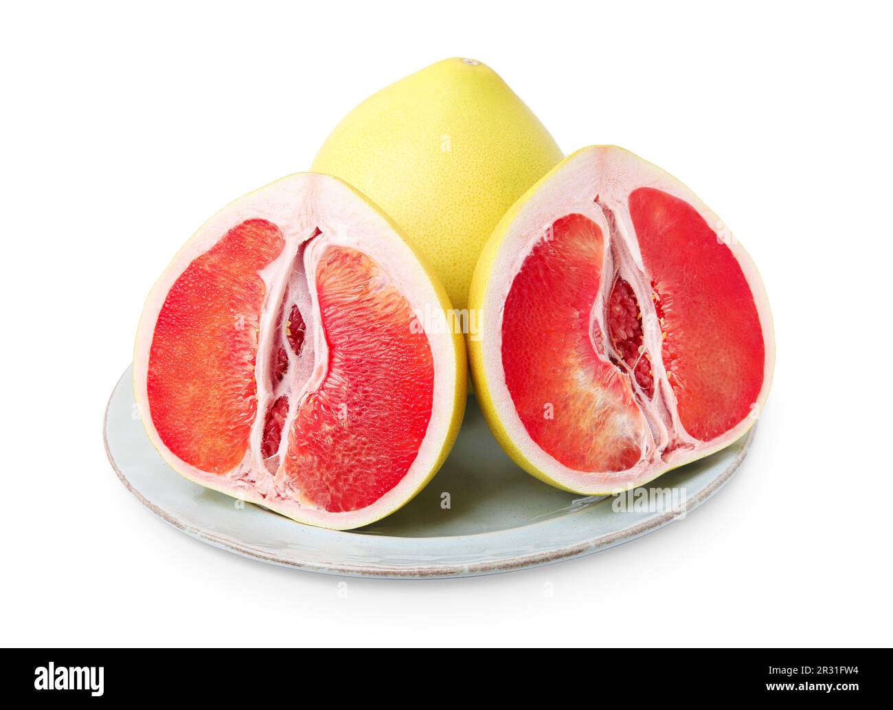 Tasty whole cut pomelo Cut Out Stock Images & Pictures - Alamy