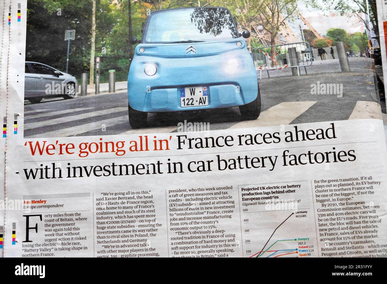 'France races ahead with investment in car battery factories' Guardian ...
