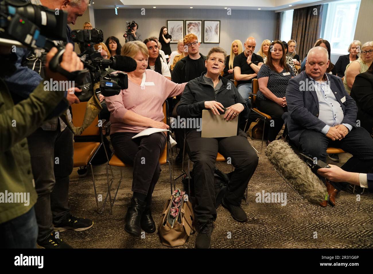 Jane Morrison(C) alongside other members the 'Scottish Covid Bereaved ...