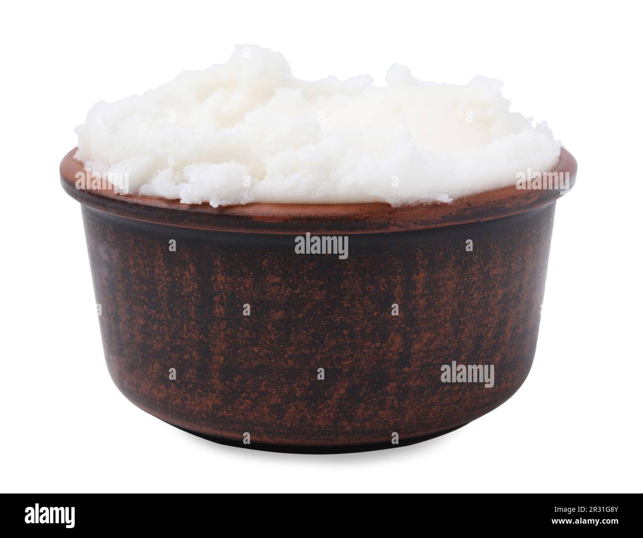 Delicious pork lard in bowl isolated on white Stock Photo - Alamy