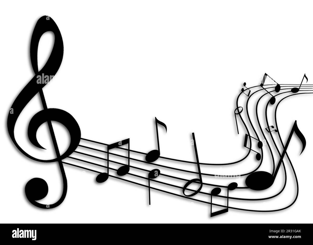 Staff with treble clef and musical notes on white background Stock ...