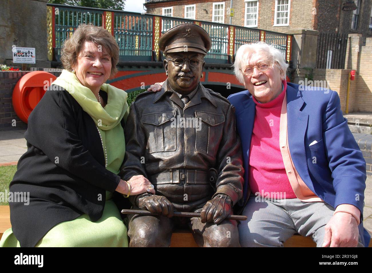 Mary Husband and Jimmy Perry OBE at the Statue of Captain Mainwaring in ...