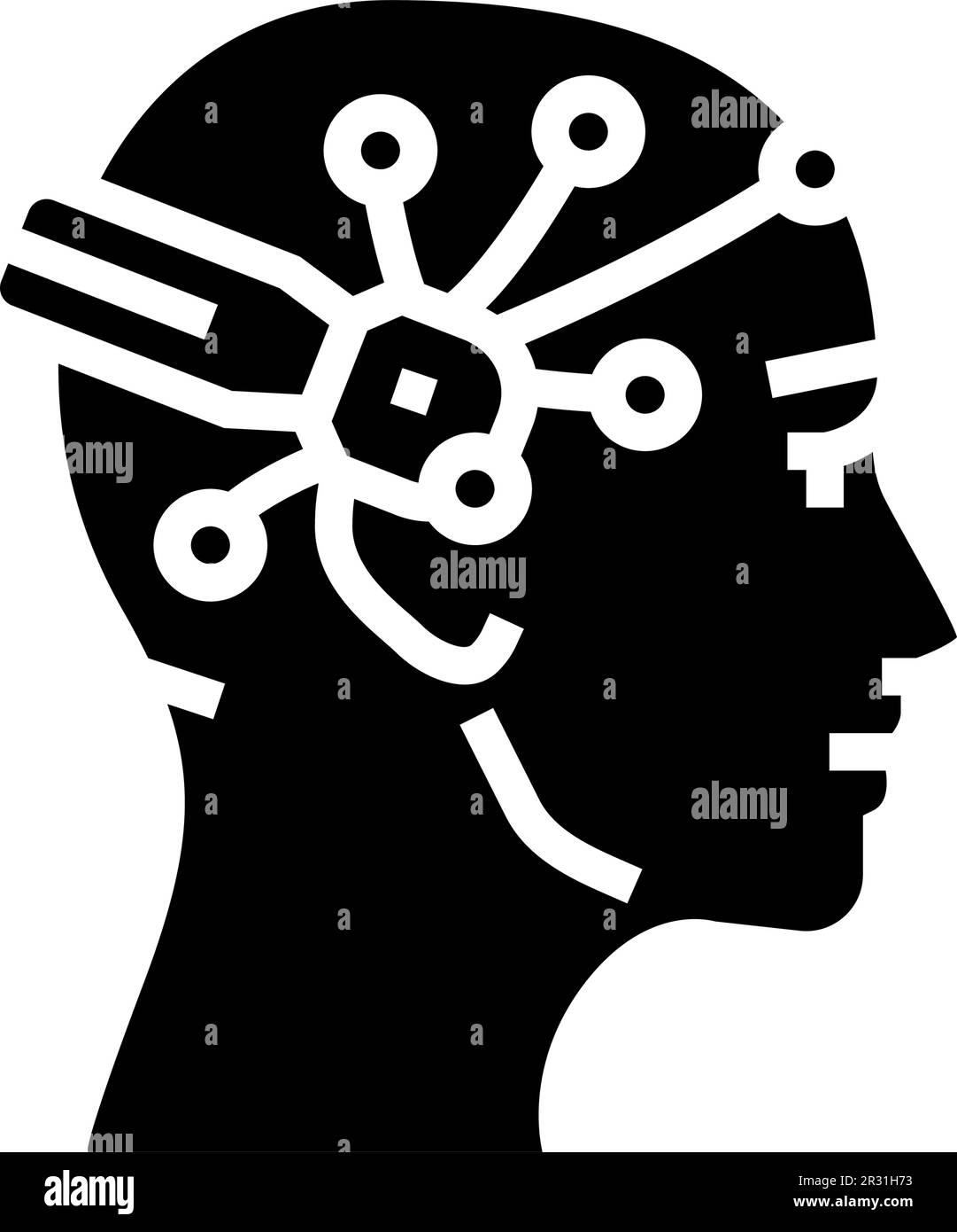 brain interface device future technology glyph icon vector illustration ...