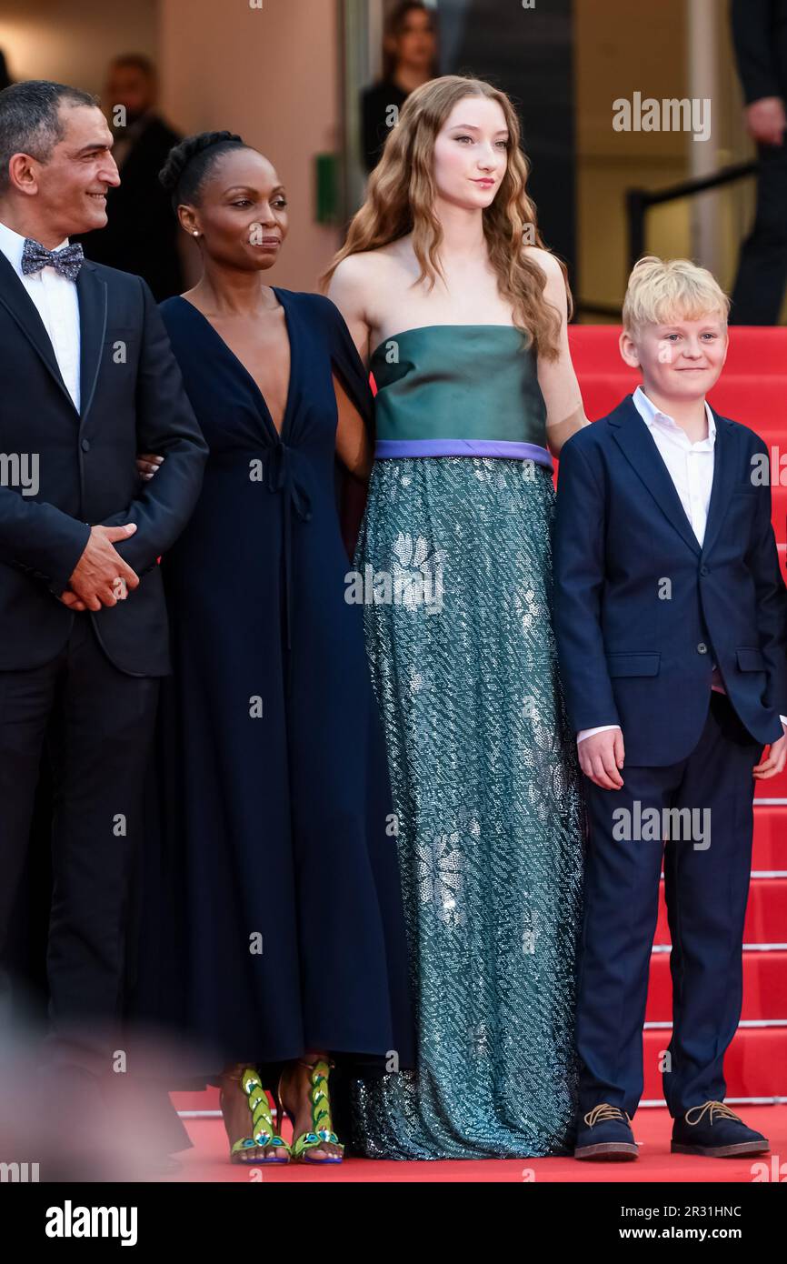 Amir Waked, Amina Andala, Junia Rees, guest 76th Cannes Film Festival ...