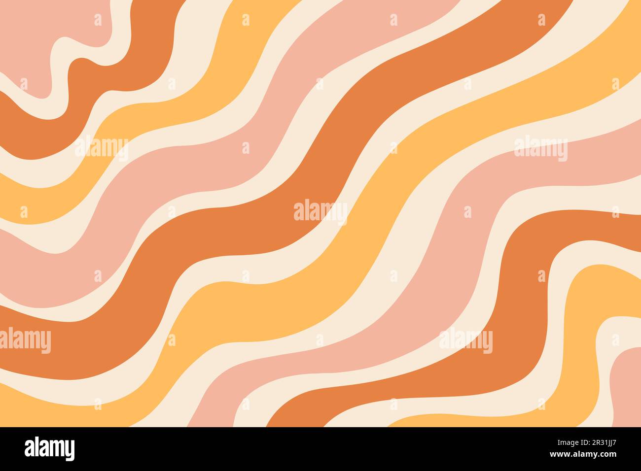 Retro Groovy Background, Trendy 70s Wavy Pattern Stock Vector Image ...