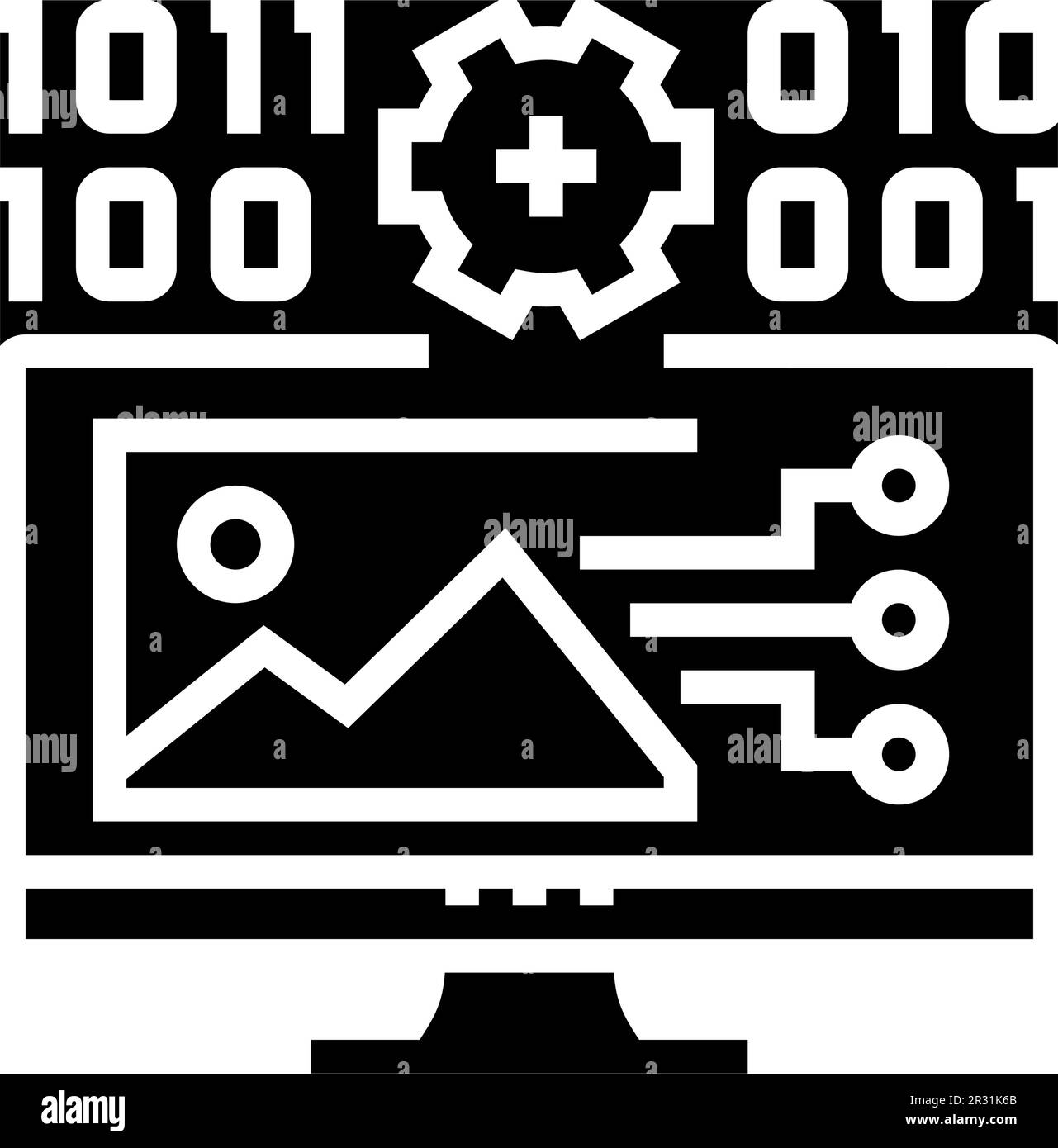 ai image generation future technology glyph icon vector illustration ...