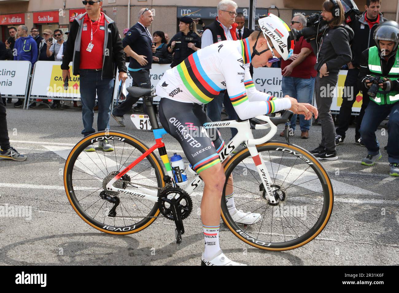 Remco Evenepoel World Champion Belgium Soudal Quick-Step at stage start ...