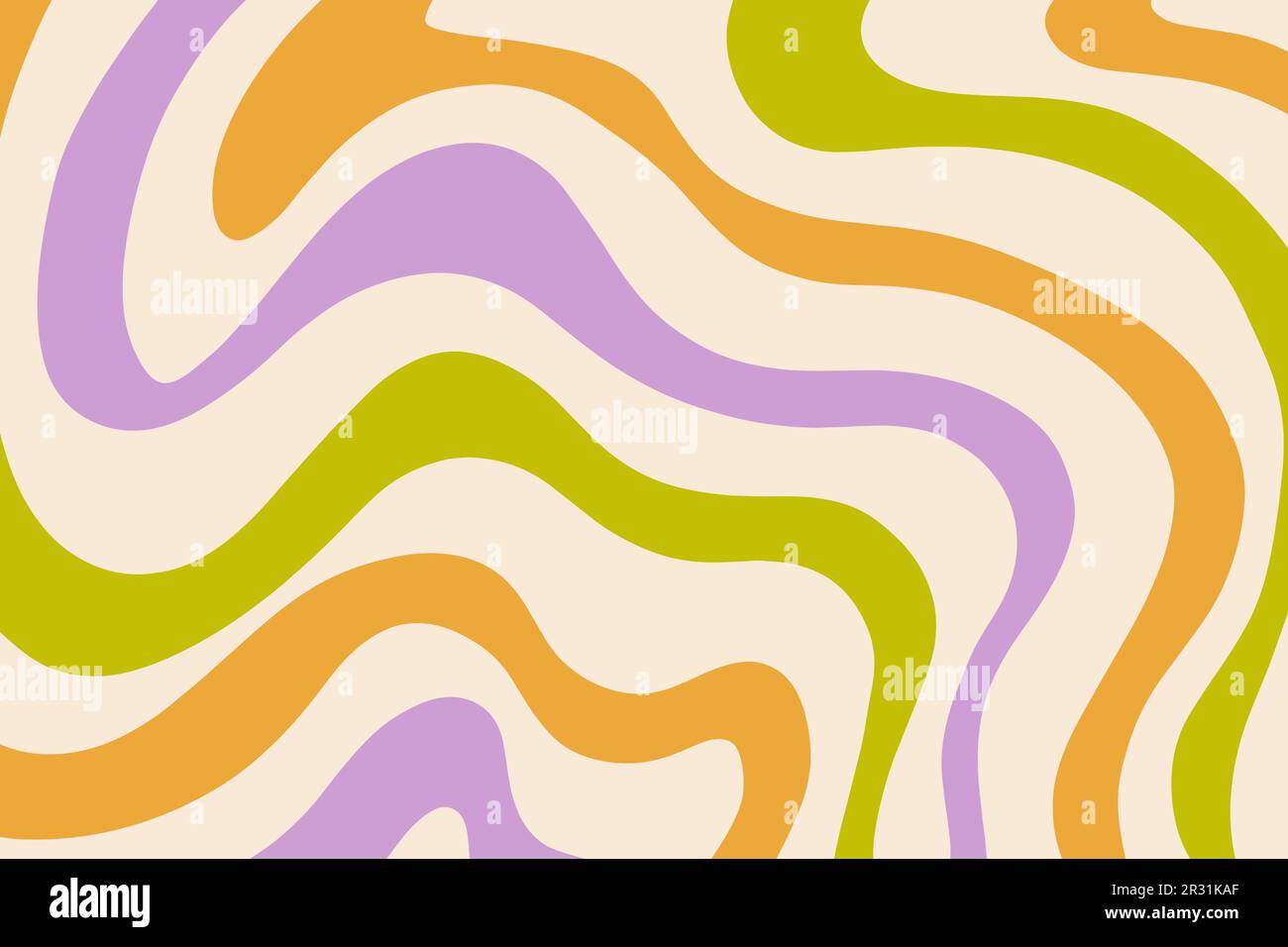 Retro Groovy Background, Trendy 70s Wavy Pattern Stock Vector Image ...