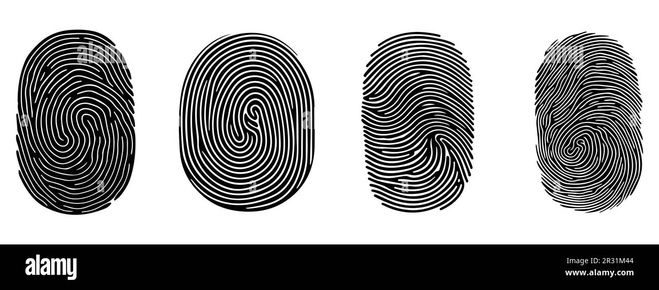 Fingerprints set. Black fingerprints icons. Fingerprint scanning signs ...