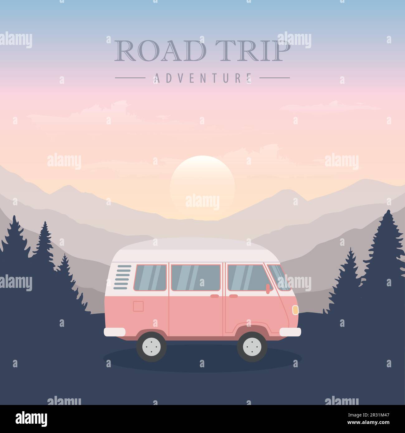 camping adventure in the wilderness camper van in forest and mountain ...