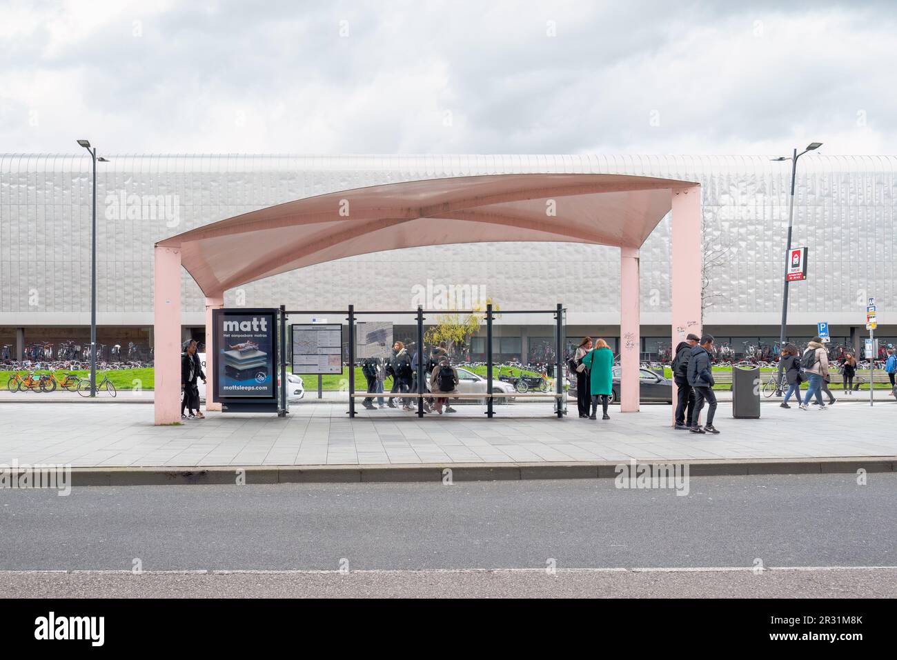 Rotterdam, Netherlands - Pink bus shelter canopy with curved roofs by ...