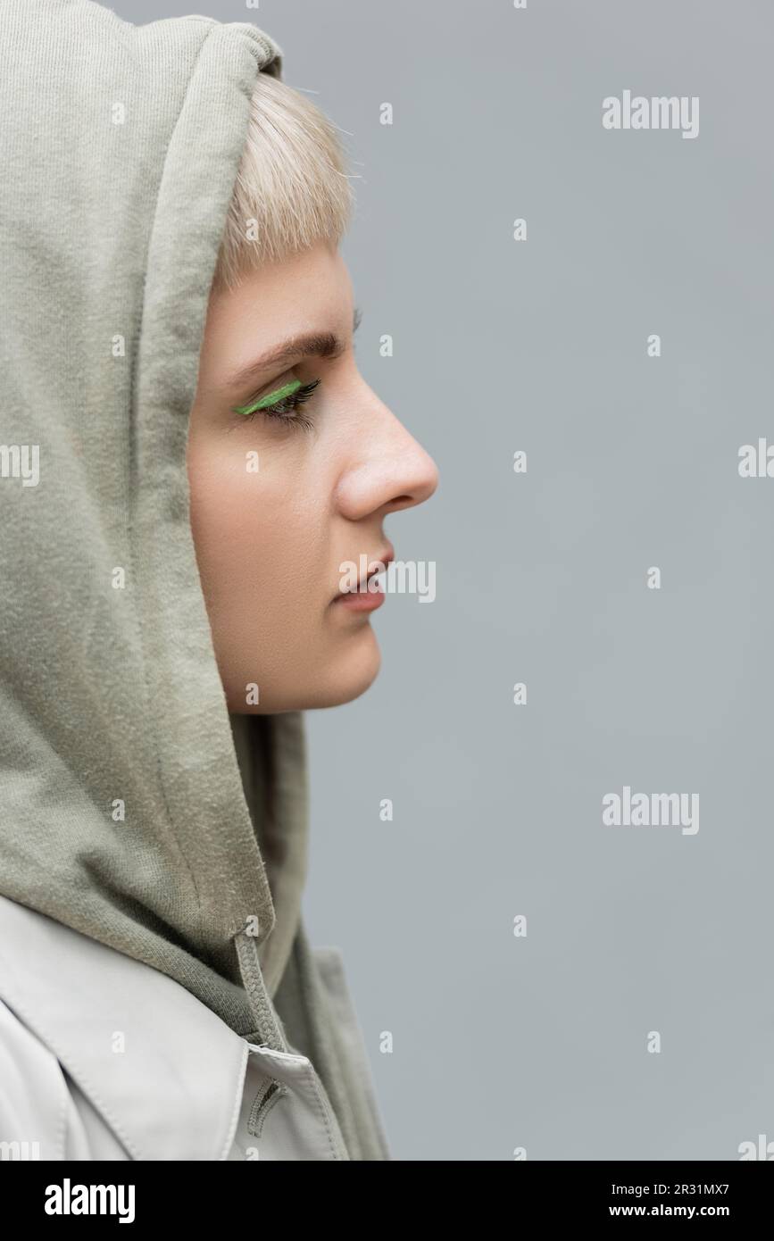 Woman short hair shadows side view hi-res stock photography and images ...