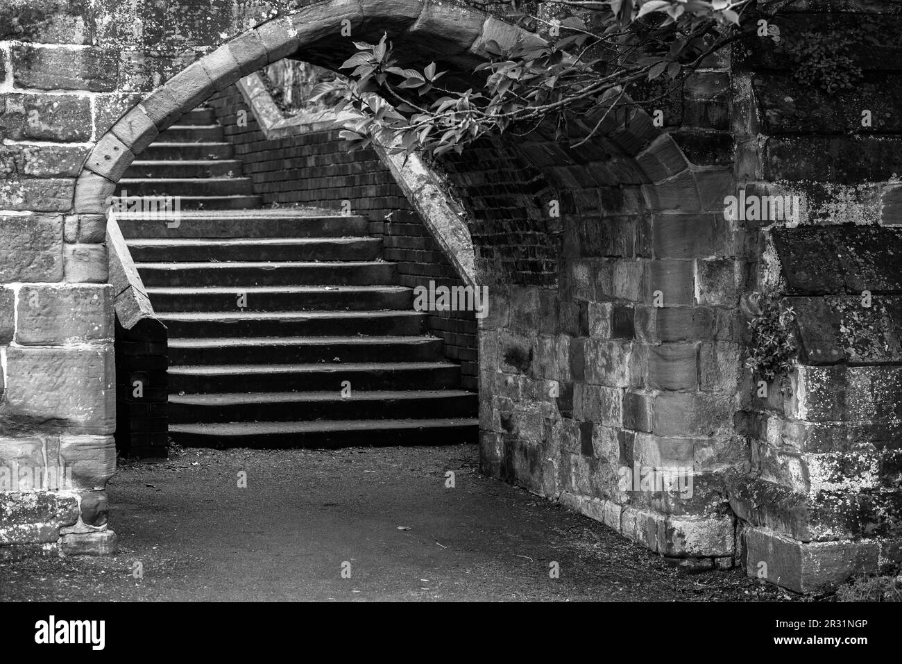 Old stone steps with an archway Stock Photo - Alamy