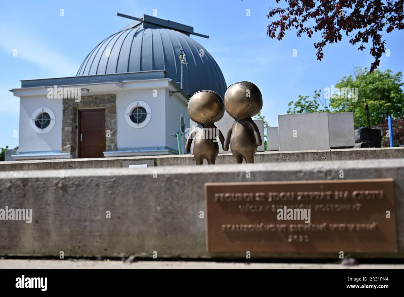 Brno, Czech Republic. 22nd May, 2023. Bronze aliens statue in front of ...