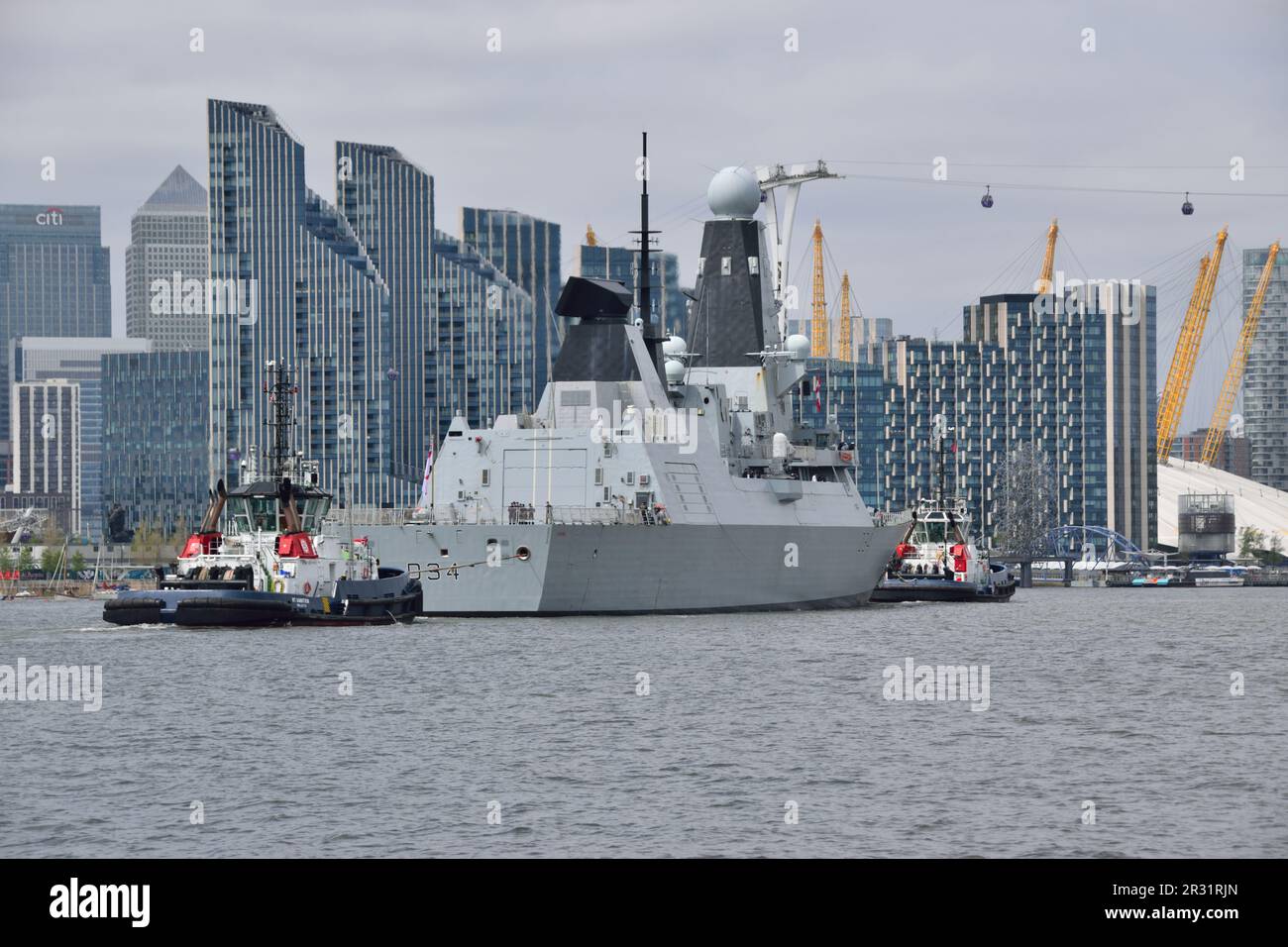 HMS DIAMOND, a Royal Navy Type-45 Destroyer, seen on the River Thames ...