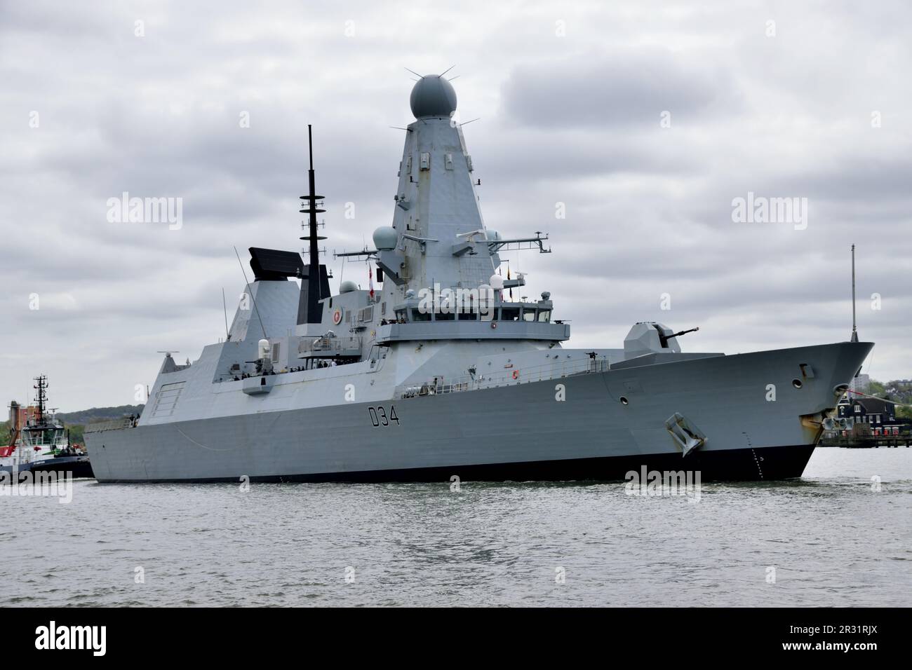 HMS DIAMOND, a Royal Navy Type-45 Destroyer, seen on the River Thames ...