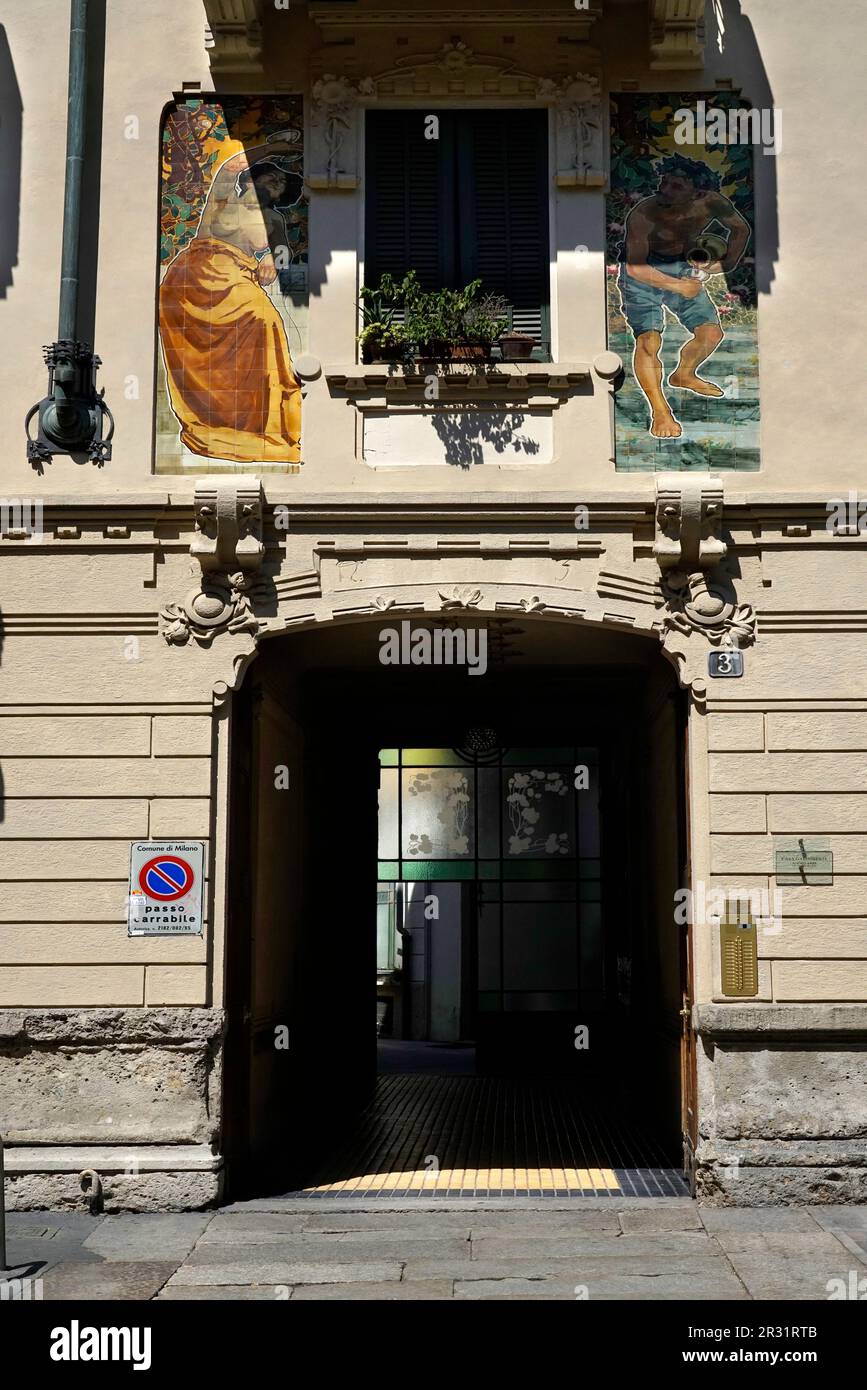 Italian Liberty architecture in Milan, Casa Galimberti building, Via ...