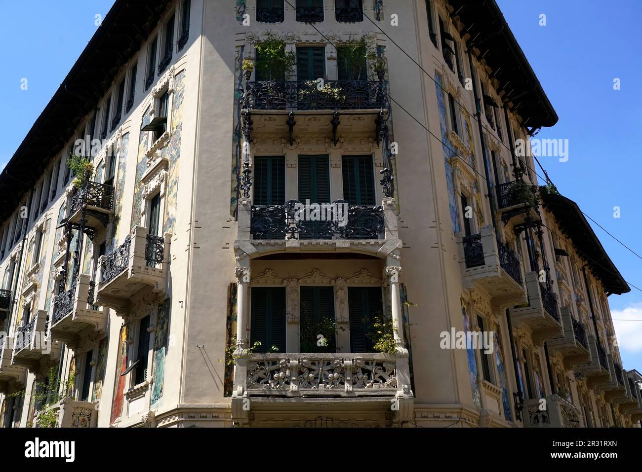 Italian Liberty architecture in Milan, Casa Galimberti building, Via ...