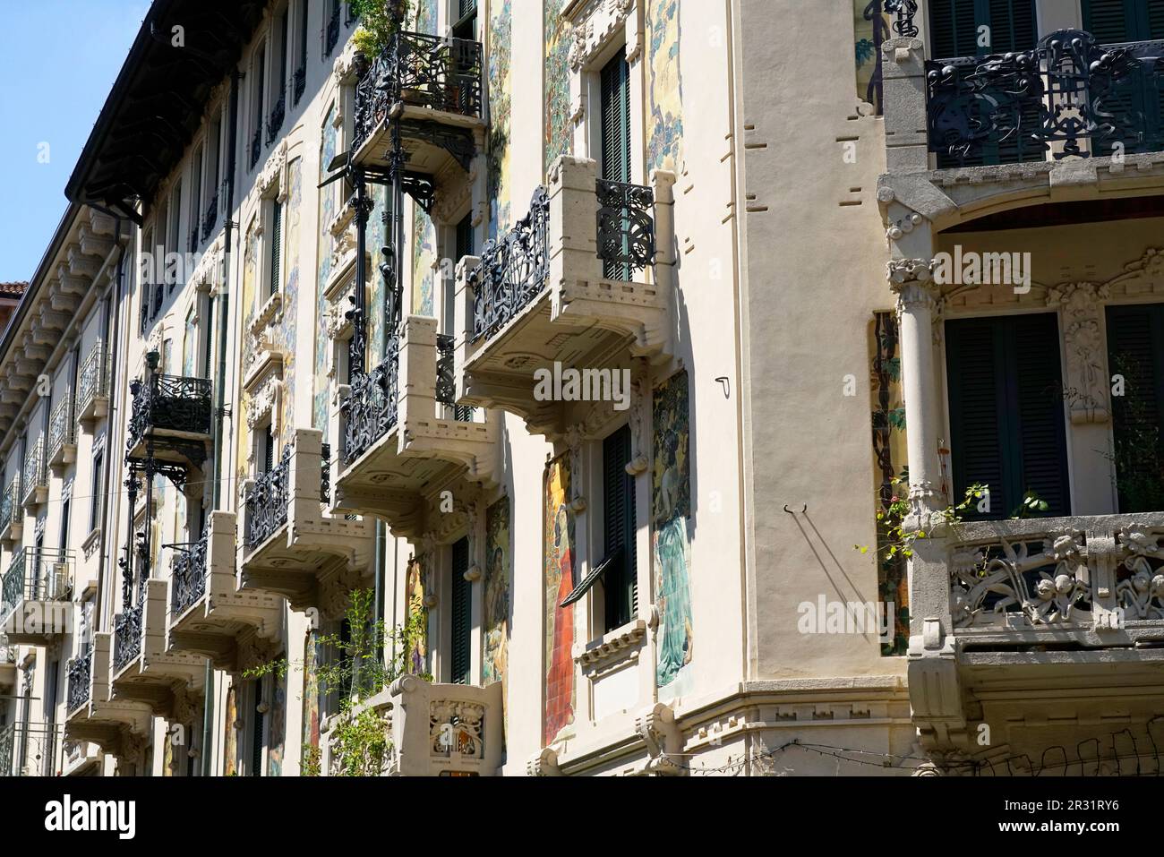 Italian Liberty architecture in Milan, Casa Galimberti building, Via ...