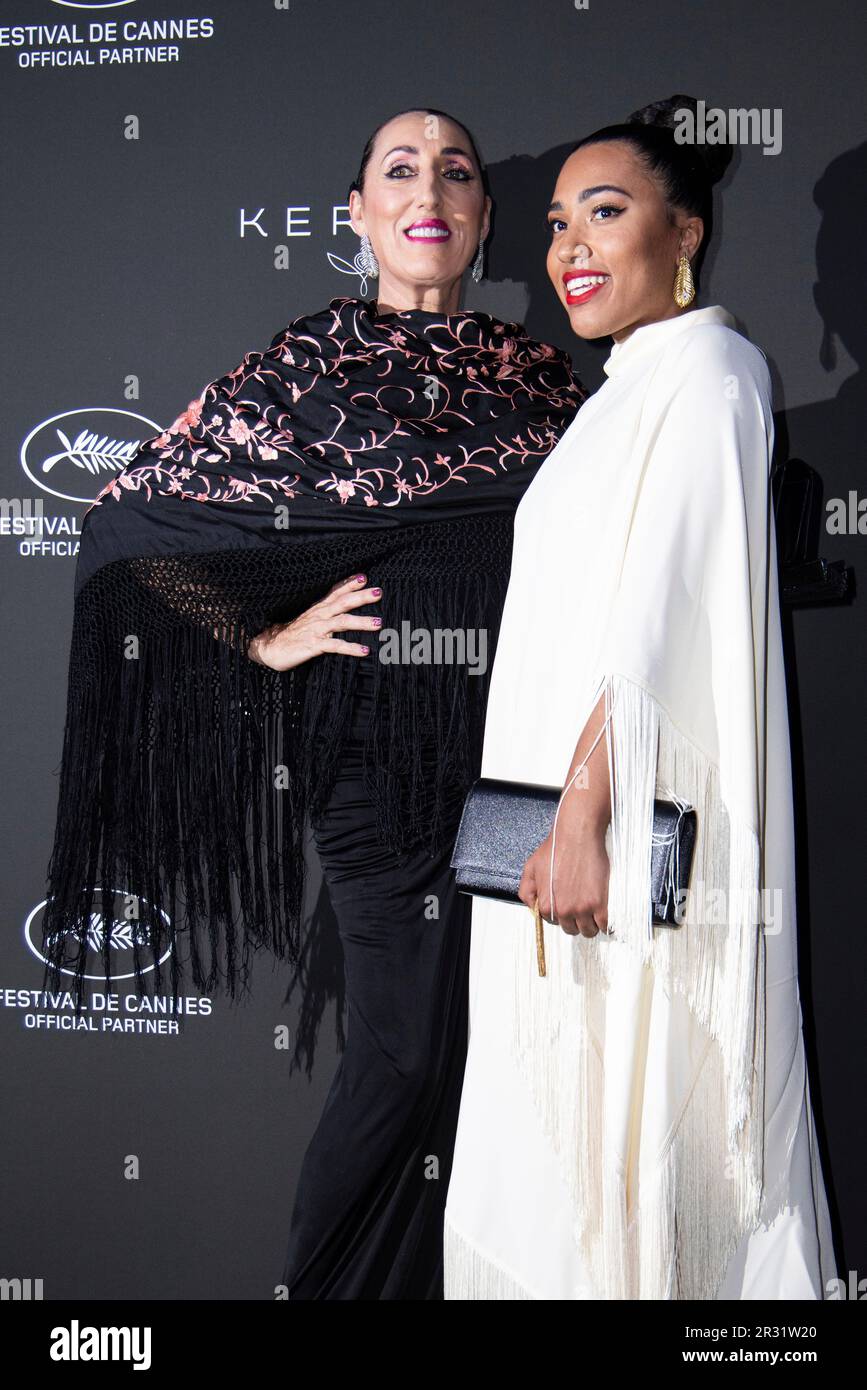 Rossy de Palma, left, and Luna Garcia pose for photographers upon ...