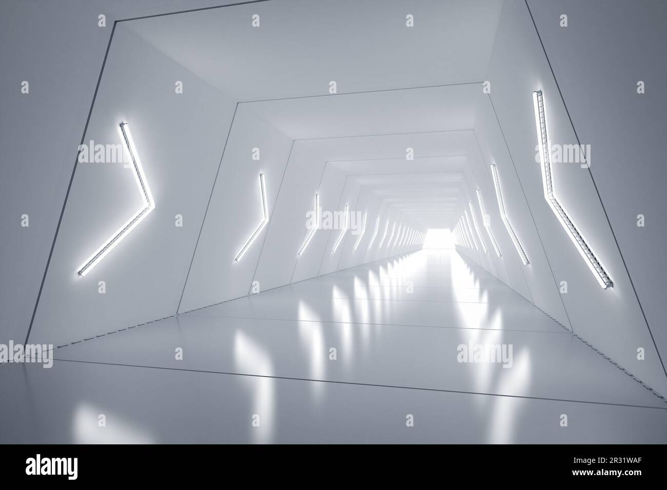 3d rendering empty white corridor or walkway hall space interior Stock ...