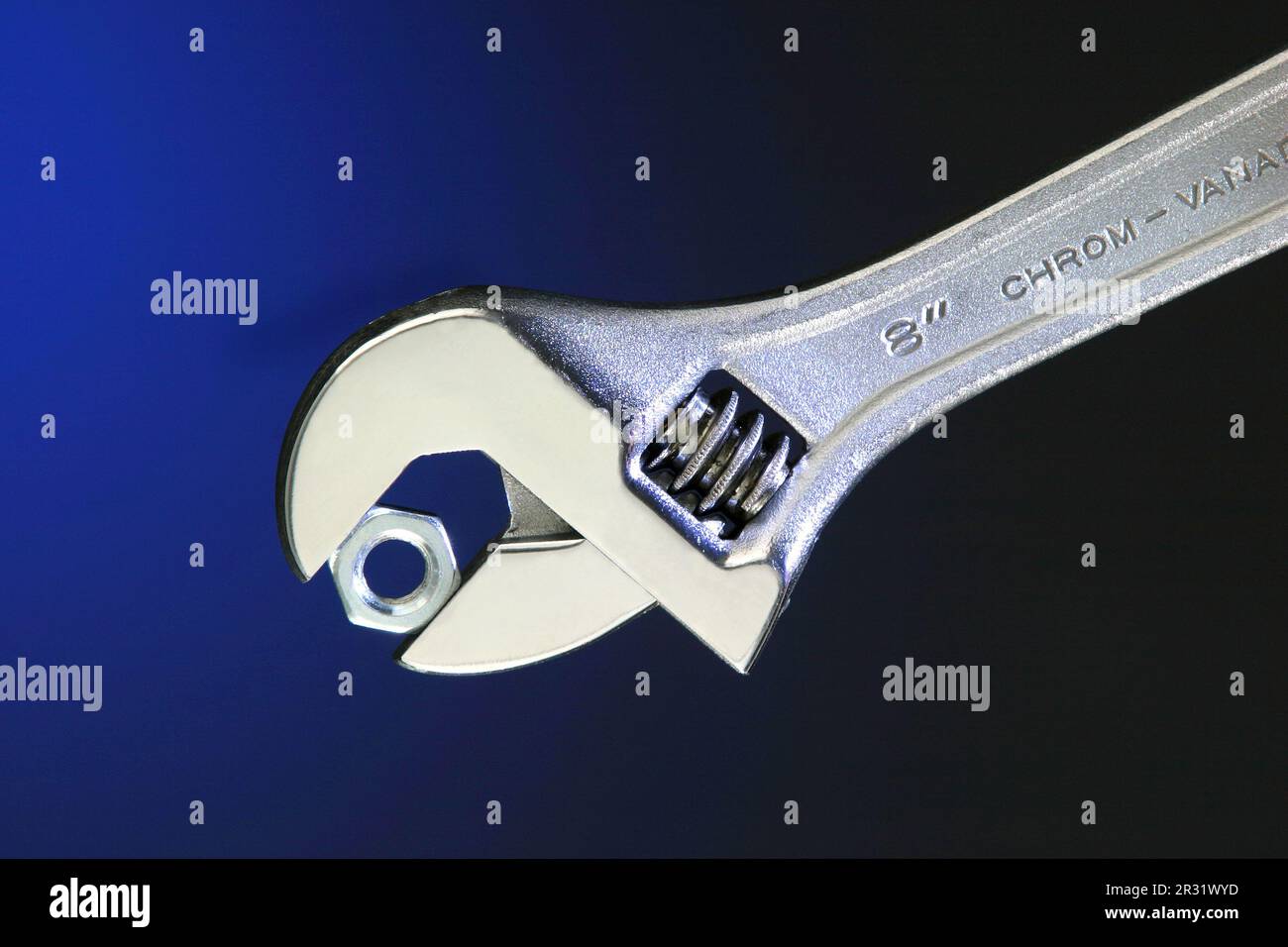 Adjustable spanner with nut Stock Photo - Alamy