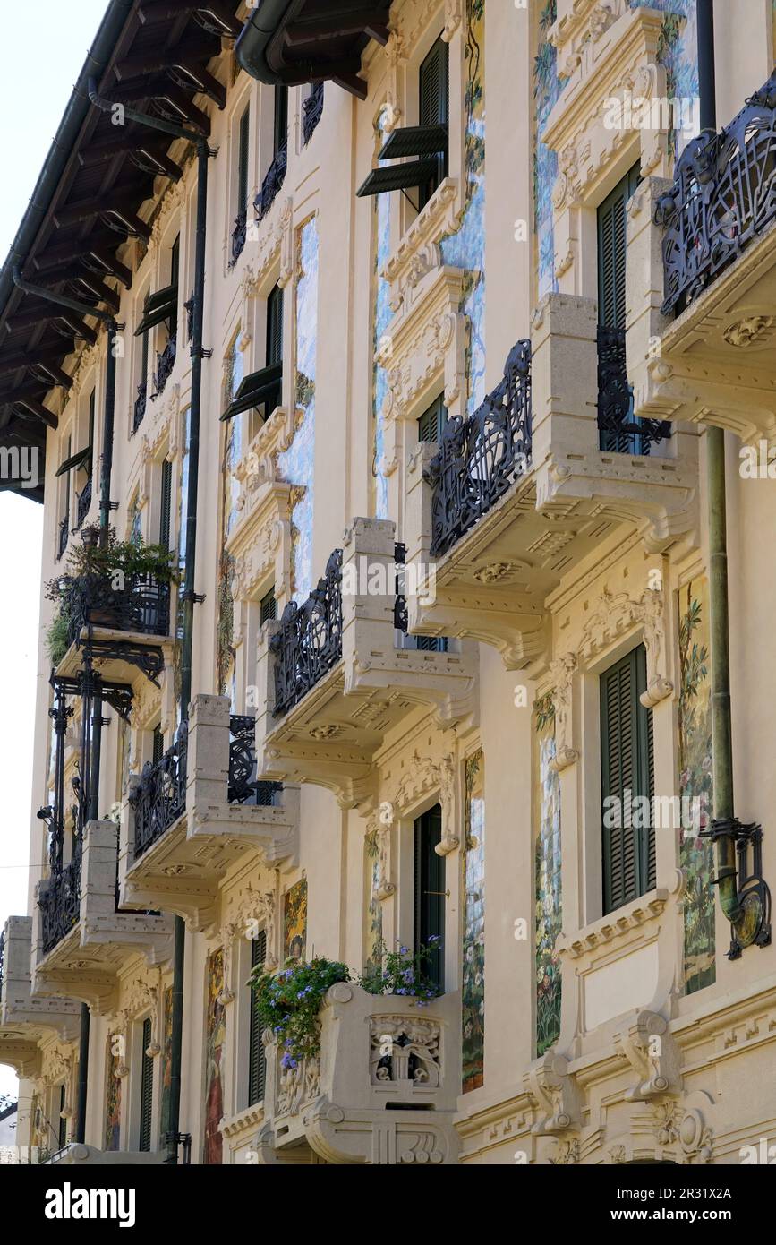 Italian Liberty architecture in Milan, Casa Galimberti building, Via ...