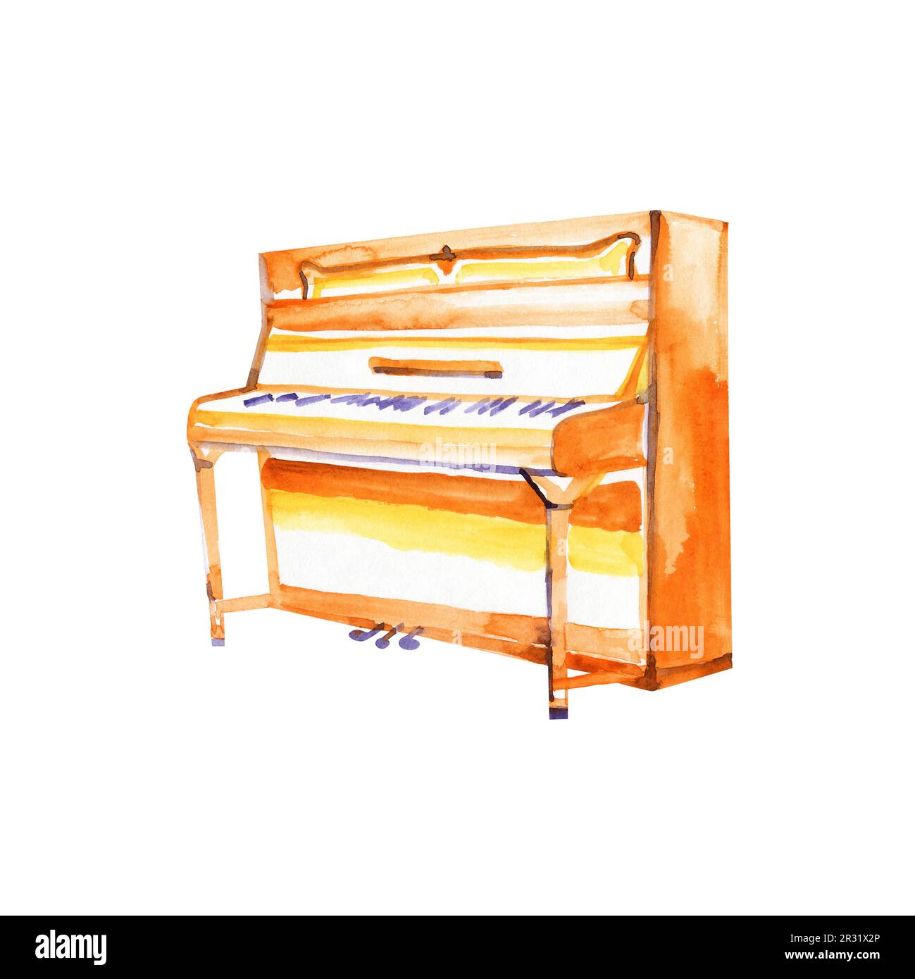 Piano. Musical instruments. Isolated on white background. Watercolor ...