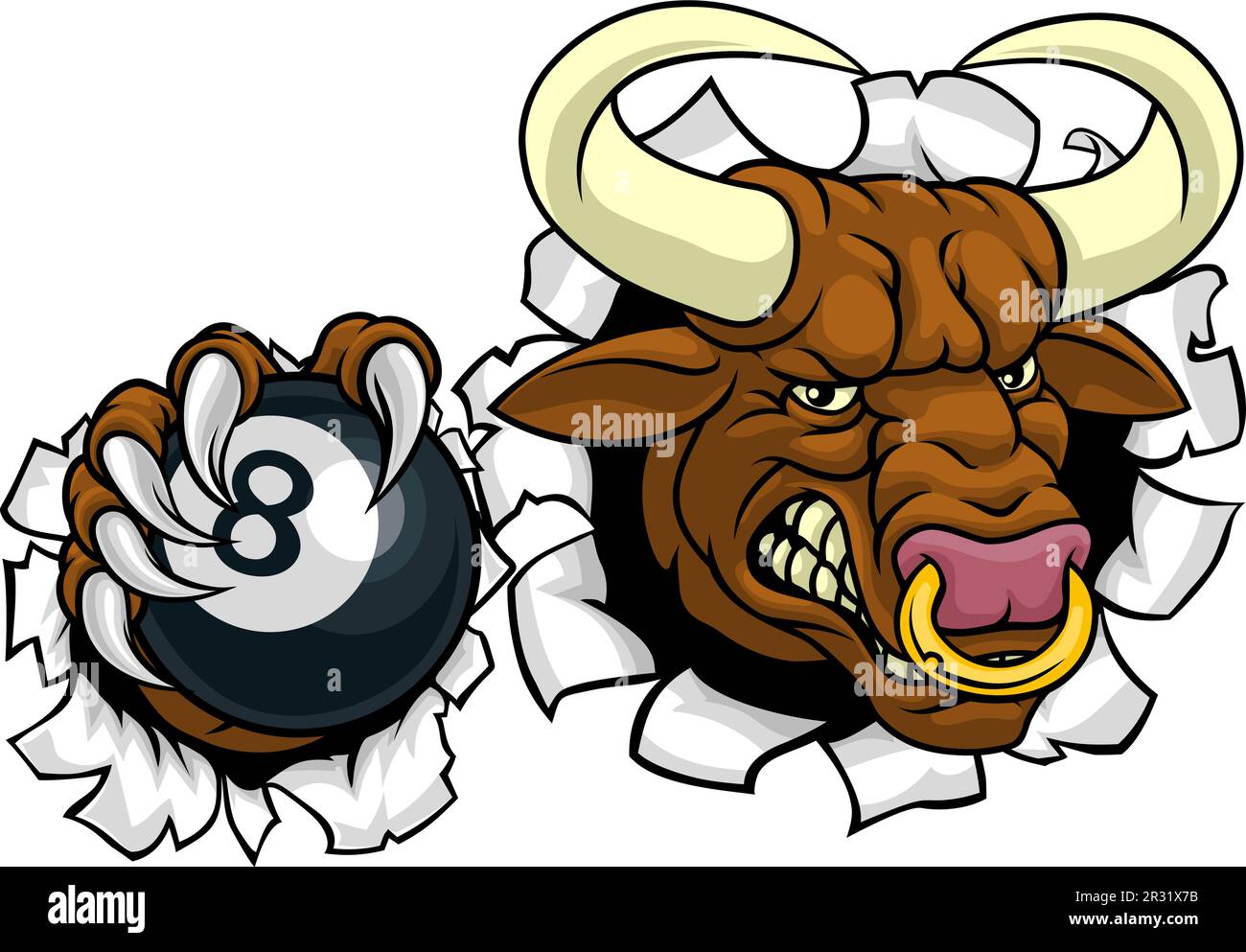 Bull Minotaur Longhorn Cow Pool Mascot Cartoon Stock Vector Image & Art ...
