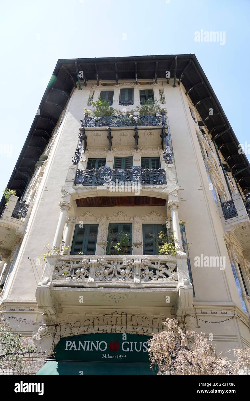 Italian Liberty architecture in Milan, Casa Galimberti building, Via ...