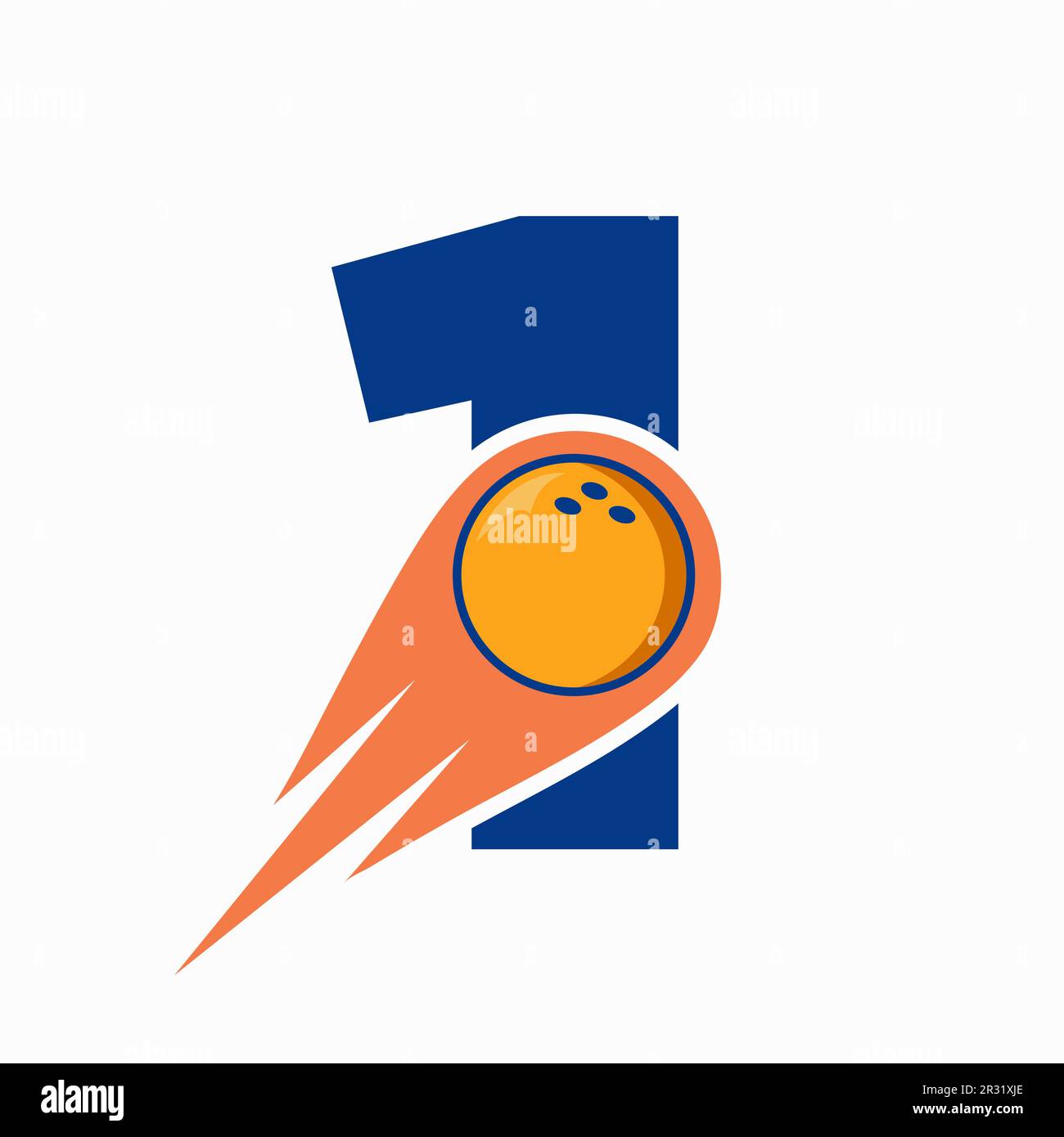 Letter 1 Bowling Logo. Bowling Ball Symbol With Red Moving Ball Icon ...